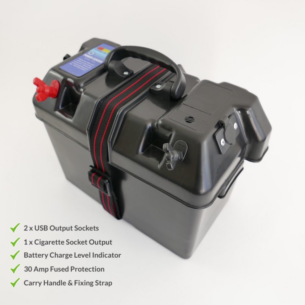 Trolling Motor Battery Power Box, 12V output, USB and Lighter socket ...