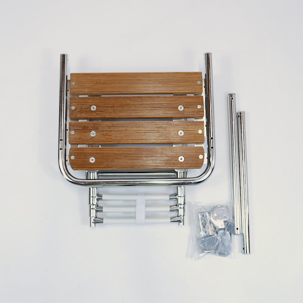 Teak Wood Swim Platform with Telescopic Ladder, 316 Stainless Steel, 3 ...